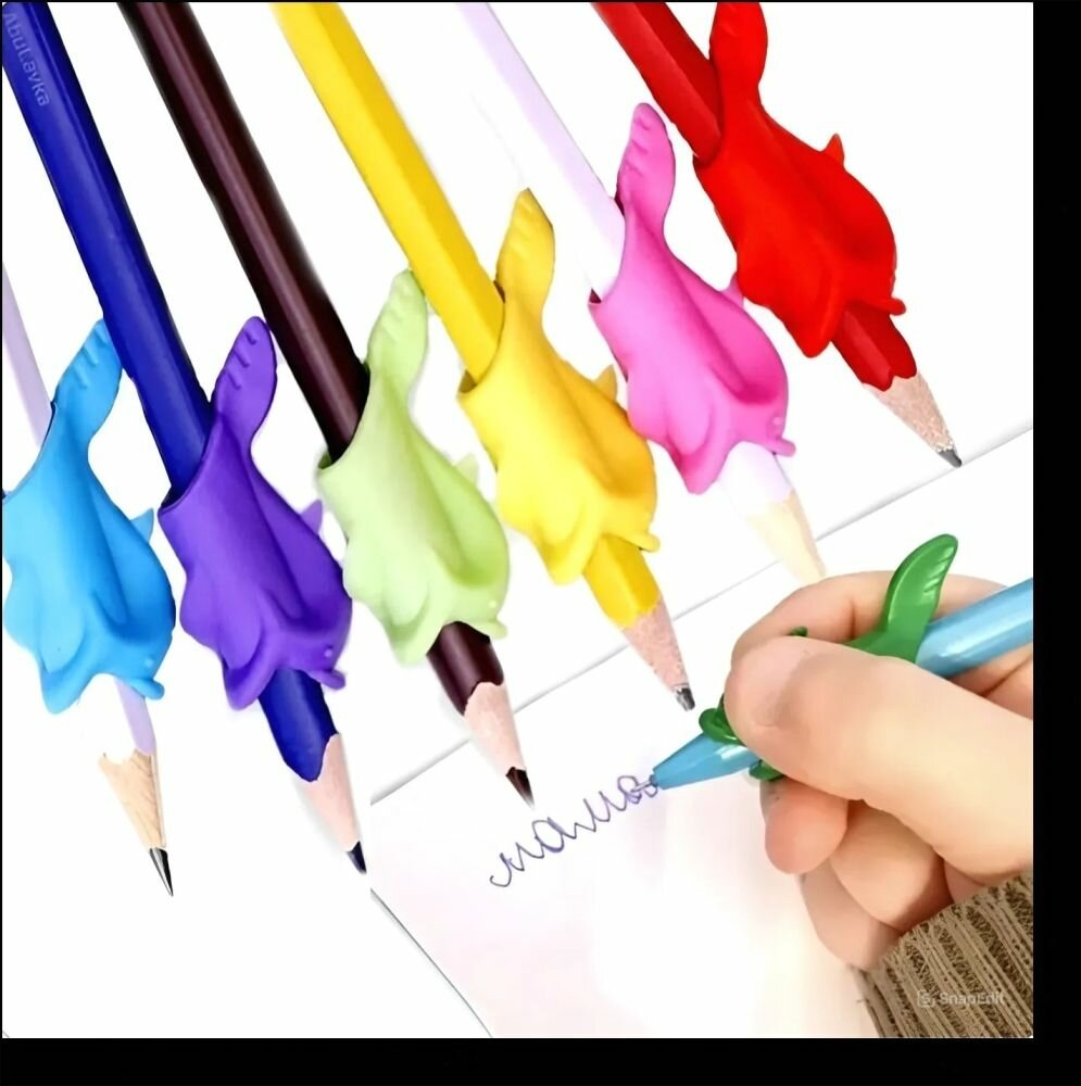 Тренажер для письма детям 6 дельфинов для правильной постановки руки разноцветный набор