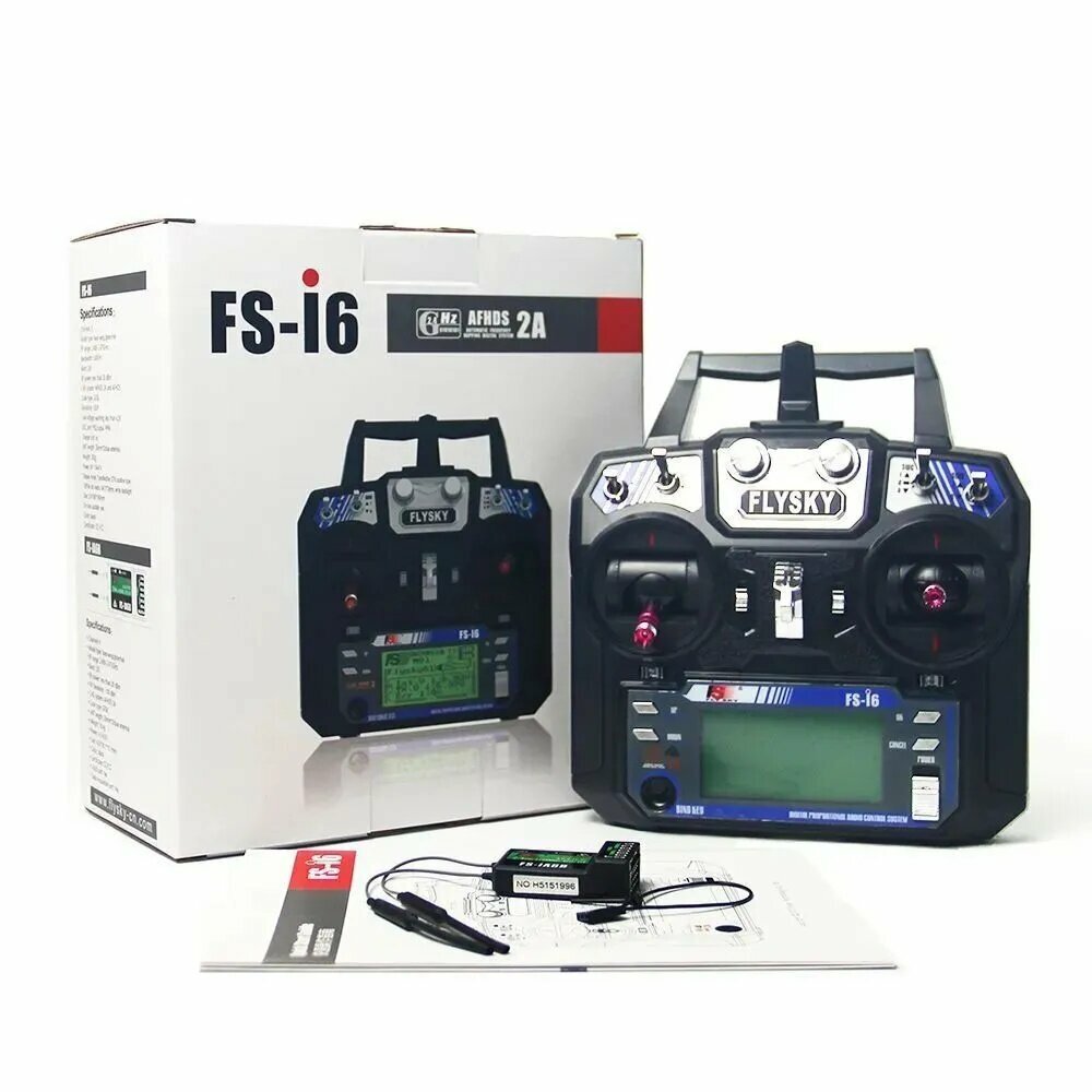 Радиоаппаратура FlySky FS-i6, с приемником, беспроводная, 2.4Ghz, черный