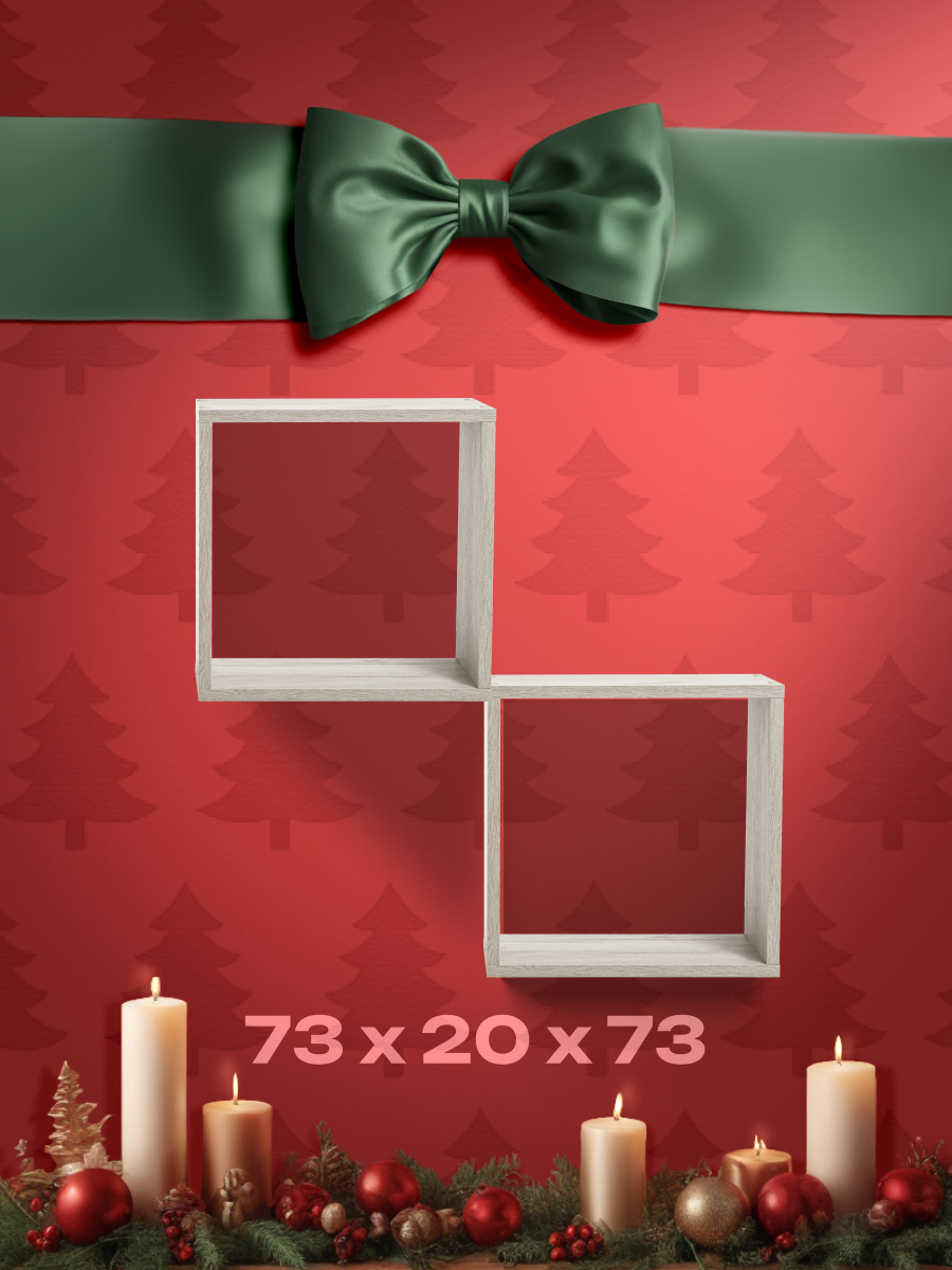 Полка настенная Акрона ПН-5 навесная, дуб крафт белый, 73,5х20х73,5 см.