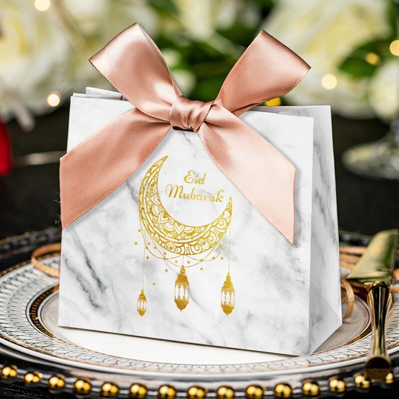 Набор коробок для конфет ИД Мубарак, бумажная упаковка, подарочный пакет вечерние Подарочная коробка для вечеринок, мусульманские, исламские праздвечерние чные атрибуты, украшение для Рамадана, Карим