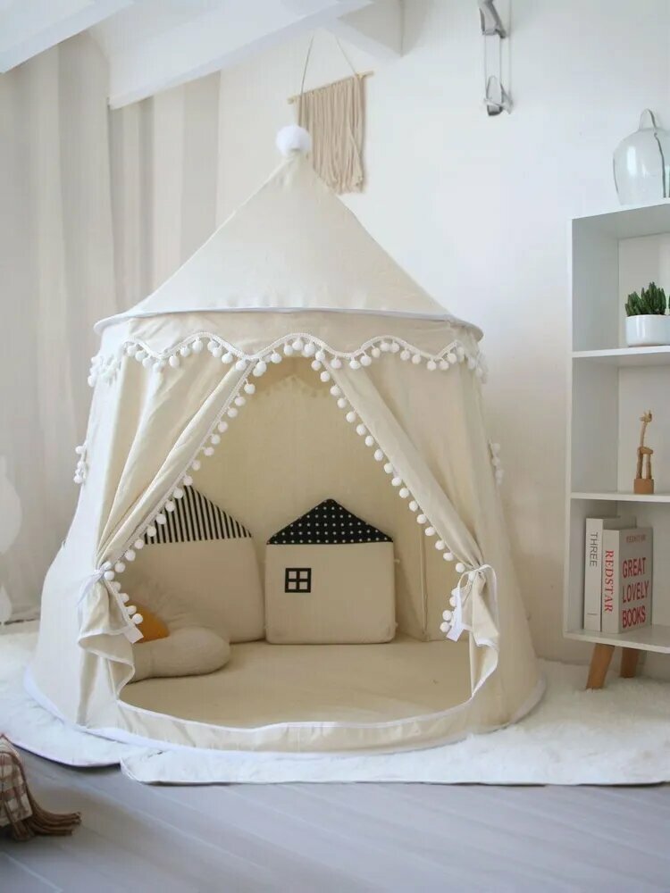 Вигвам детский белое Юрта-палатка для детей, ткань хлопко-леновая