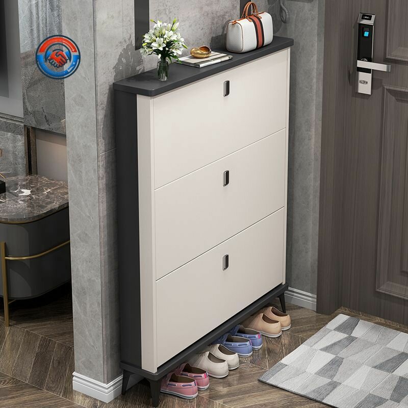 Тонкий узкий шкафчик для обуви с полками, опрокидывающийся, 50-100 см ширина, 17 см глубина, 118 см высота, компактная мебель для прихожей, экономия места у двери