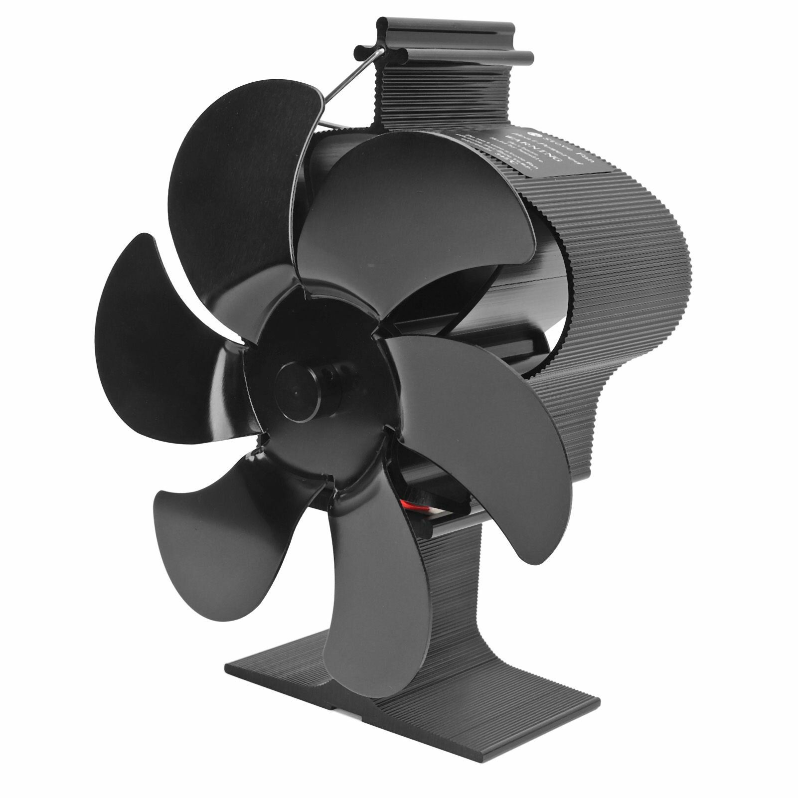 Вентилятор для камина с 6 лопастями, самозапускающийся, экологически чистый, для дровяной печи, LT380, черный, диаметр 152 мм