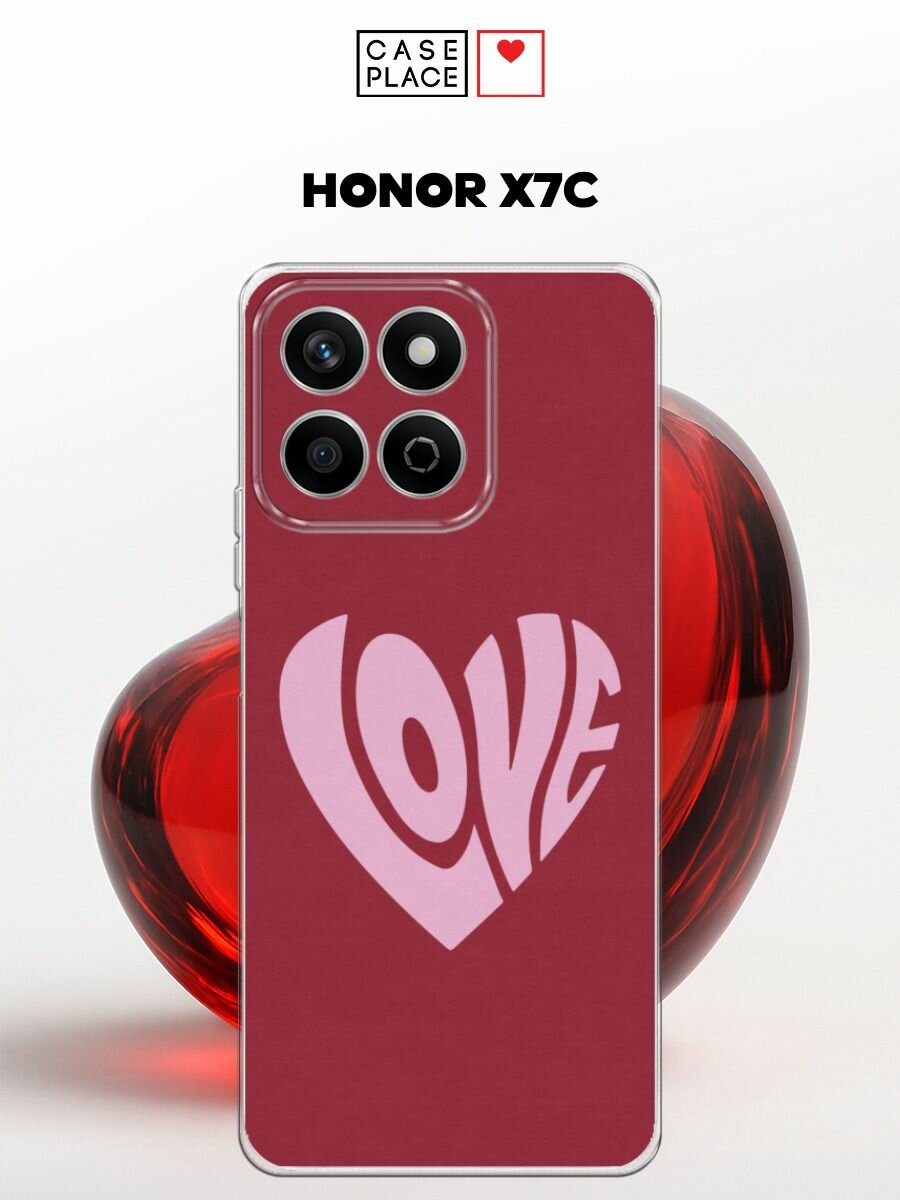 Силиконовый чехол на Honor X7C / Хонор X7C с принтом Love heart 1