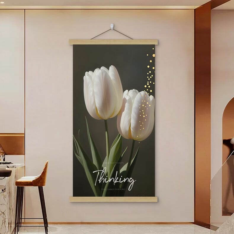 Кремовый стиль SG, декоративная картина для прихожей, тюльпаны, цветочный коридор, подвесная ткань, фоновая стена, настенное покрытие