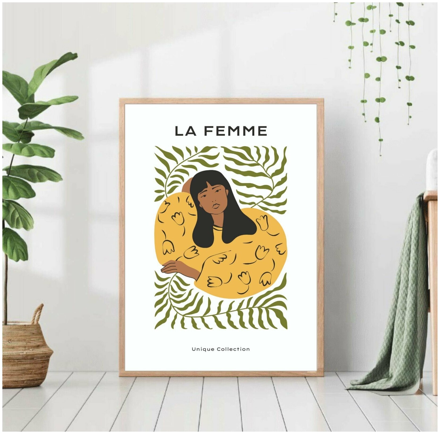 Постер "Девушка с желтом свитере" 40x50 без рамки на стену для интерьера