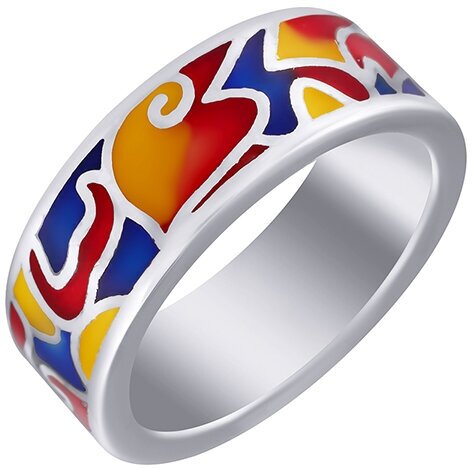 Кольцо, серебро, 925 проба, эмаль