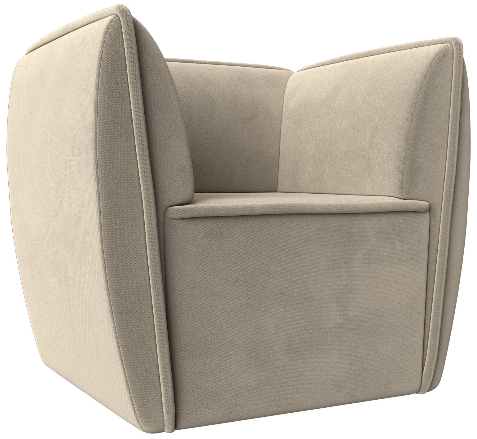 Кресло Бергамо, микровельвет, механизм нераскладной, бежевый, 80x64x80см. Хит Диванов