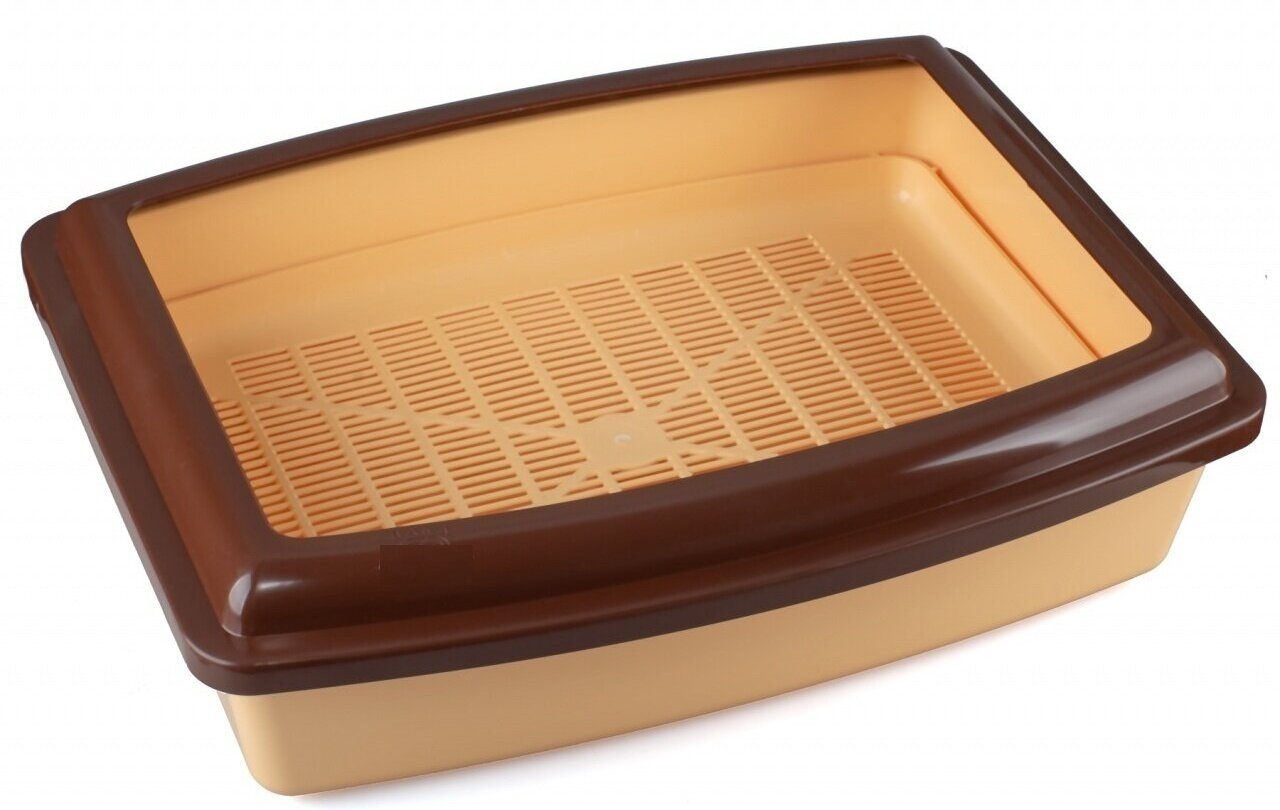 Туалет для кошек Премиум глубокий полный комплект (Сливки/Венге) 430*325*120