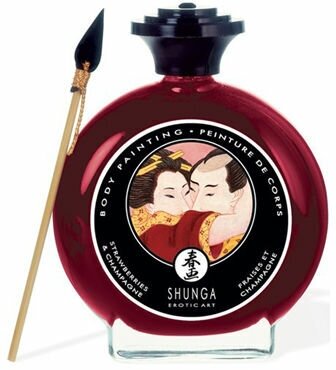Shunga Body Painting Sparkling Strawberry Wine, 100 мл Съедобная краска для тела, клубника и шампанское