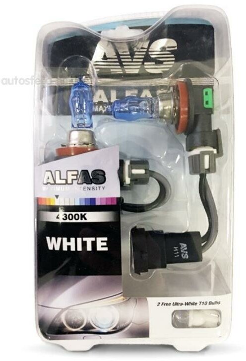 AVS A07233S Лампа газонаполненная H11 12V 85W AVS ALFAS Maximum Intensity кт.2+2Т-10 (4300K)