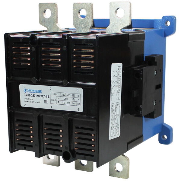 Электромагнитный пускатель Электротехник ПМ12-250150 УХЛ4 В, 380В/50Гц 2з+2р 250А нереверсивный без реле IP20 ET518924
