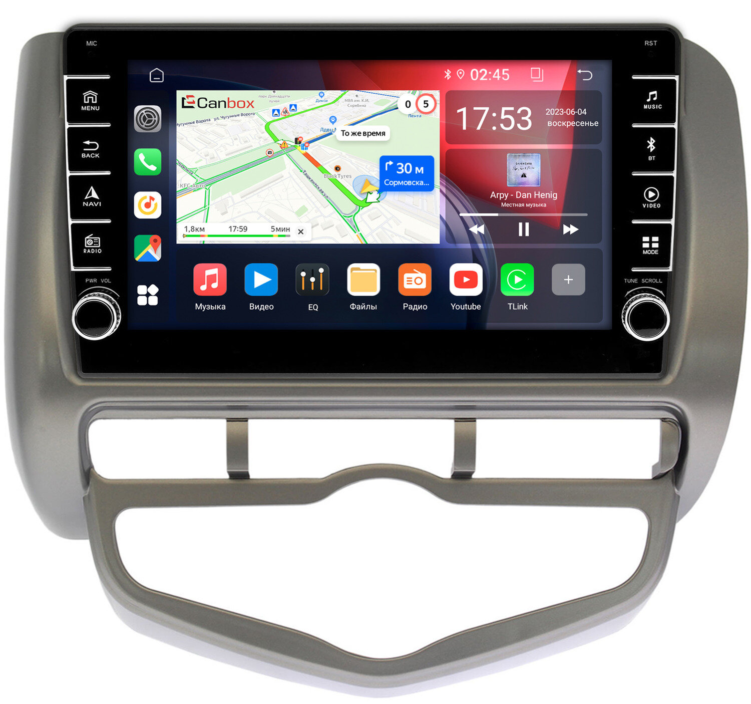 Штатная магнитола Canbox BGT9-9095 для Honda Fit 2001-2008 (правый руль) на Android 10 (IPS, DSP, CarPlay)