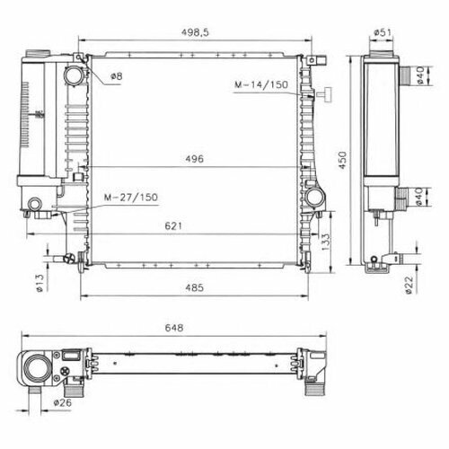 Основной радиатор (двигателя) Nrf 53849 для BMW 3 серия E30, E36, 5 серия E34, Z1, Z3 E36