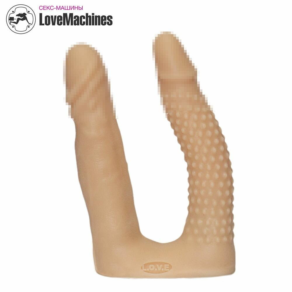 Фаллоимитатор двойной с пупырышками 19,5 см vac u lock для секс машины и страпона, силикон