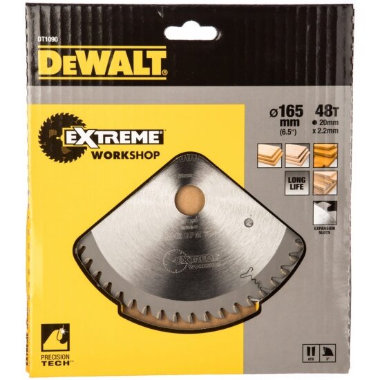 Диск пильный Dewalt DT1090, твердосплавный 165х20 мм, 48 зубьев CONSTRUCTION