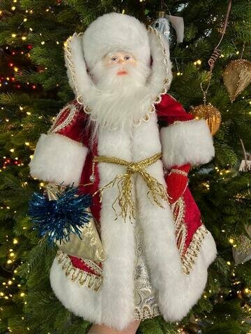 Красивые ёлки Дед Мороз в красной бархатной шубе 45 см, ручная работа