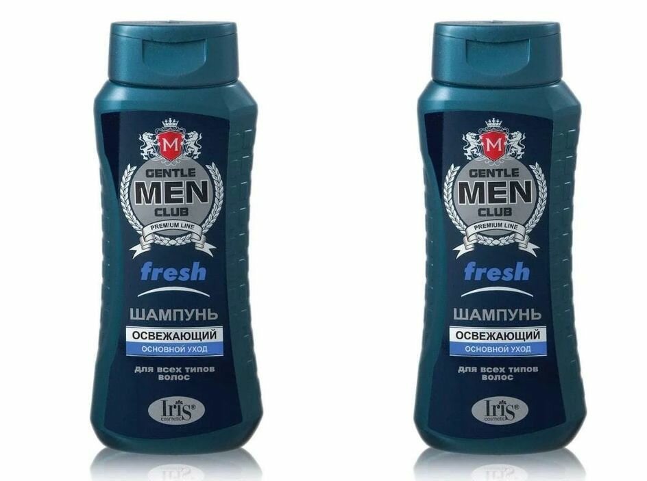 IRIS Шампунь для волос мужской Gentlemen club Fresh, освежающий, для всех типов волос, 400 мл, 2шт