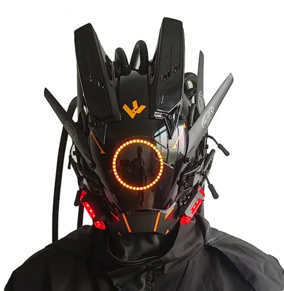 Cyberpunk маска ПВХ Черный, yellow braid