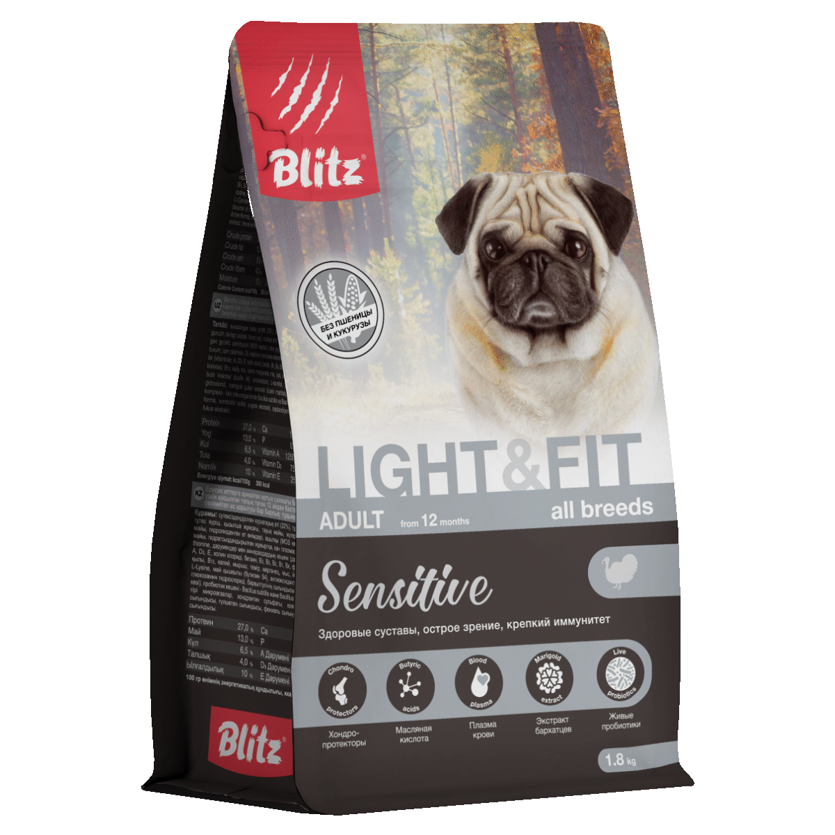 Корм сухой Blitz Sensitive Light & Fit индейка для собак с лишним весом (1,8 кг)