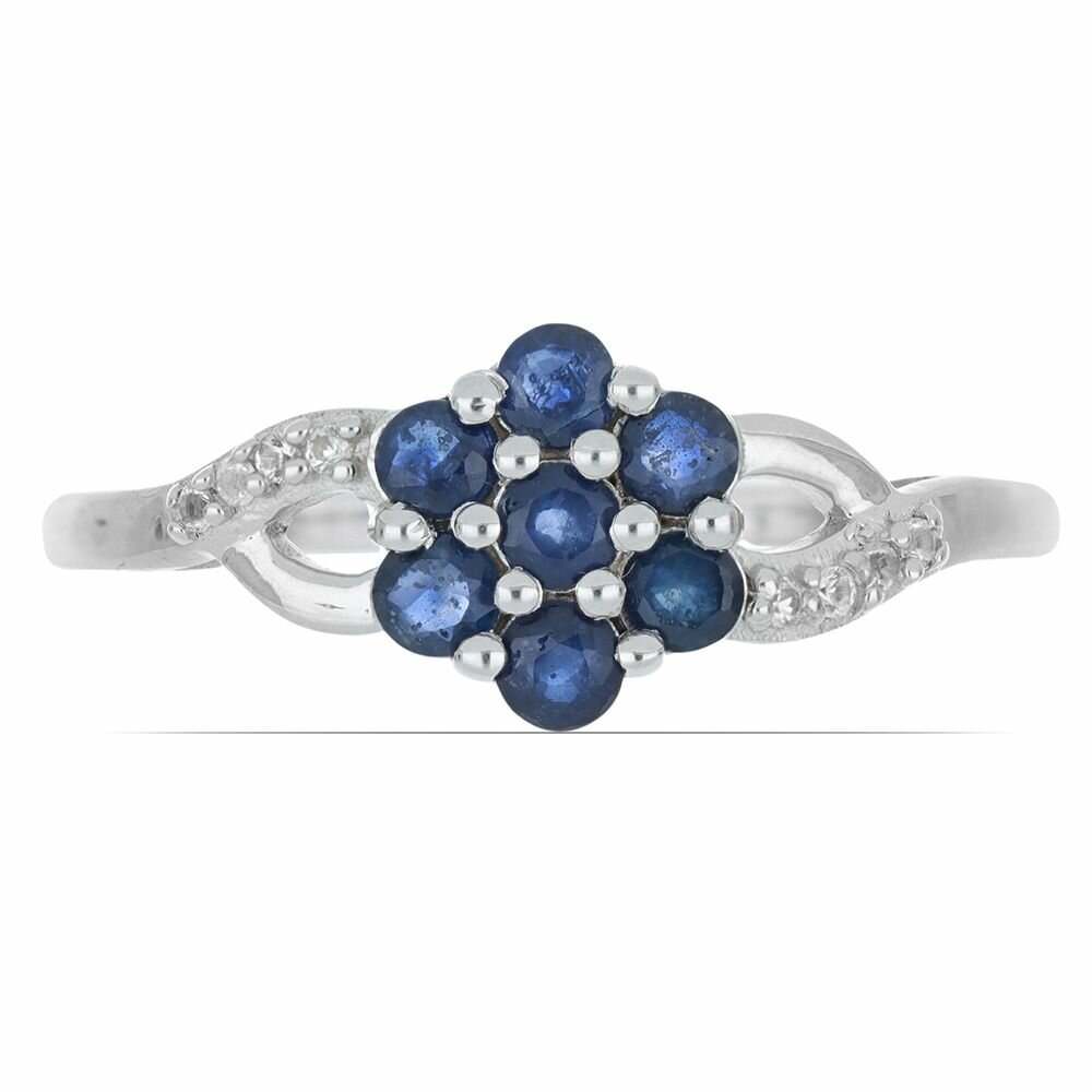 Кольцо, серебро, 925 проба, родирование, топаз, сапфир