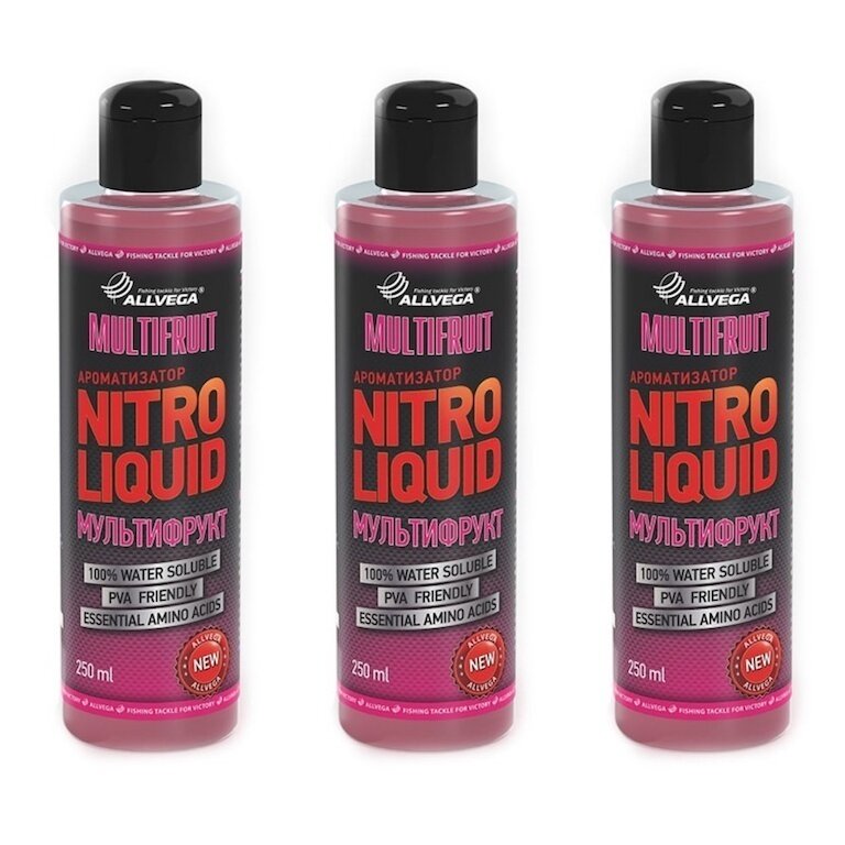 Ароматизатор жидкий для рыбалки Nitro Liquid Мультифрукт 3 флакона по 250 мл.