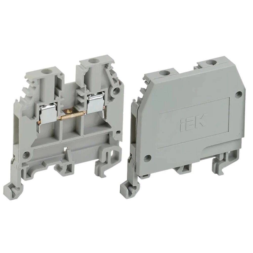 Клеммный зажим IEK на DIN-рейку ЗНИ-2,5 серый