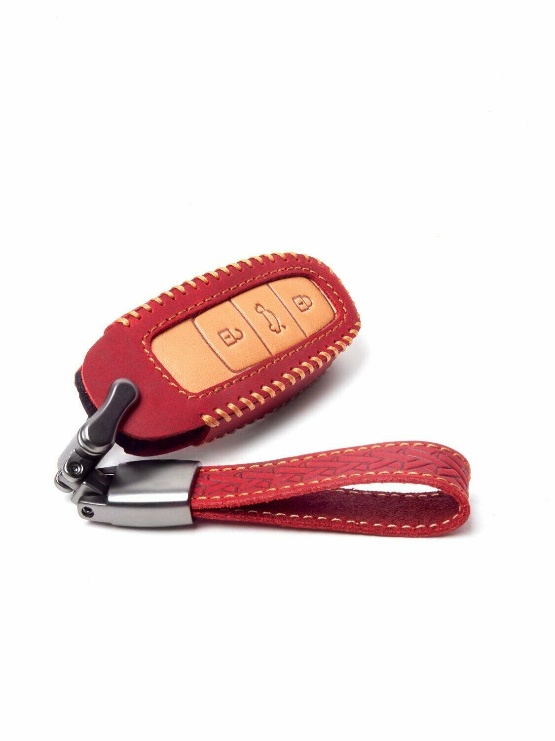 Чехол BGT для автомобильного ключа Audi (Ауди), кожа, влагозащитный, ударопрочный, красный