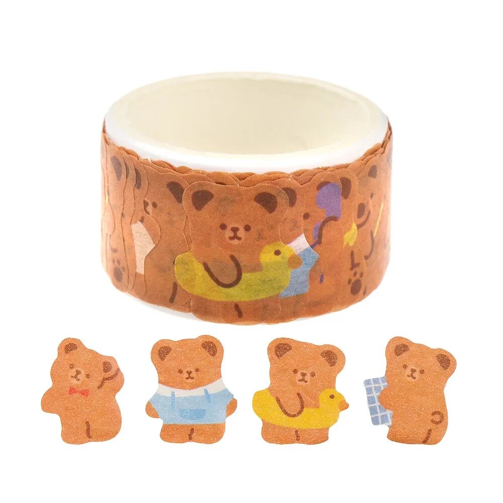 Декоративный скотч Washi Tape, цвет 10, с медведем