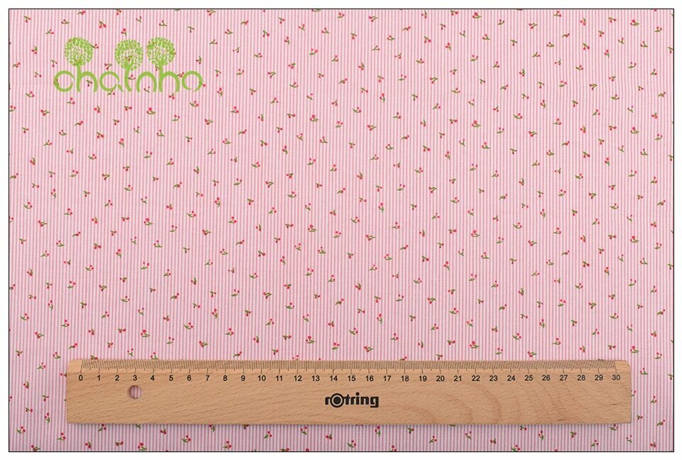 Ткань хлопковая саржа с принтом Chainho, розовый, 50x160cm, CC285D-1piece