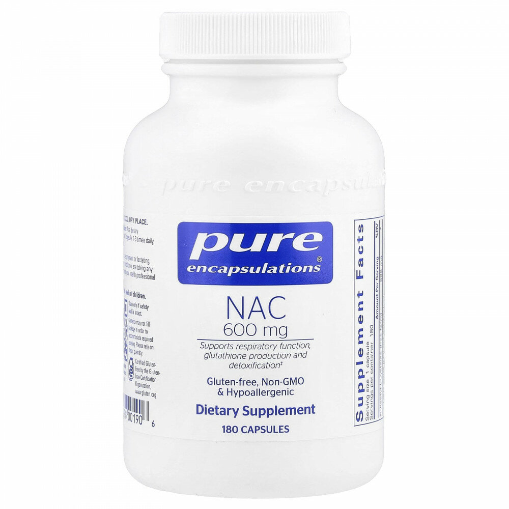 Pure Encapsulations, NAC, 600 мг, 180 капсул