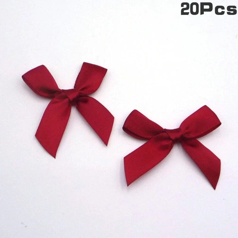 Розовые атласные ленты банты 55x60 мм 20 шт Красный, Wine Red 20Pcs
