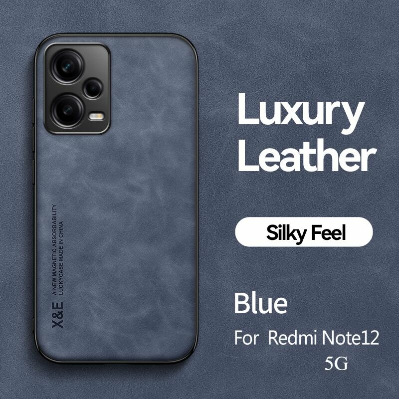 FASNYA Кожаный чехол на Redmi Note 12 5G/ Xiaomi Poco X5 (Редми Ноут 12 5G/ Ксиаоми Поко X5) с защитой камеры противоударный, ля магнитного авто-держателя