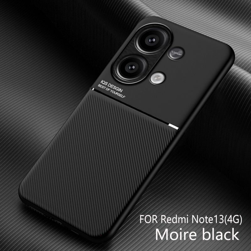 FASNYA Чехол из деловой кожи для Redmi Note 13 4G(Редми Ноут 13 4G) с магнитным автомобильным держателем, тонкий защитный чехол для смартфона