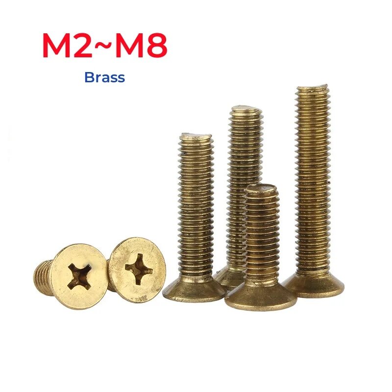 Латунные винты с потайной головкой M2 M2.5 M3 M4 M5 M6 M8 M5-5pcs, 16 мм