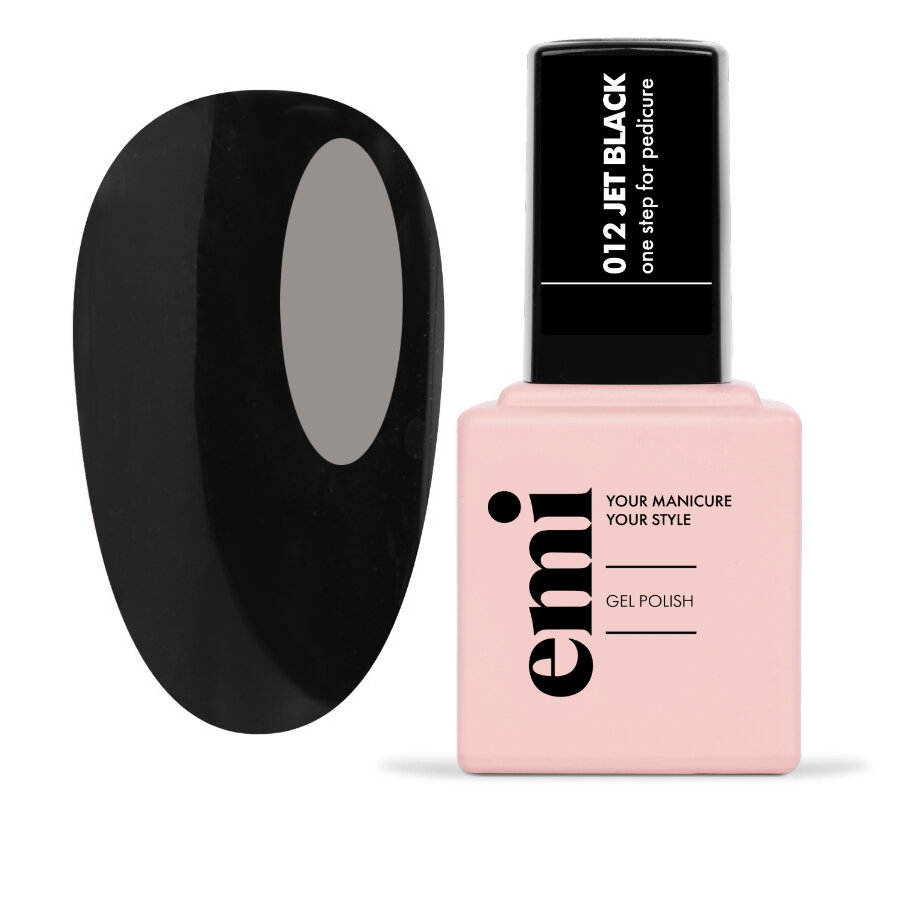EMI, Гель-лак для педикюра E.MiLac for pedicure Угольно-черный №12, 9 мл