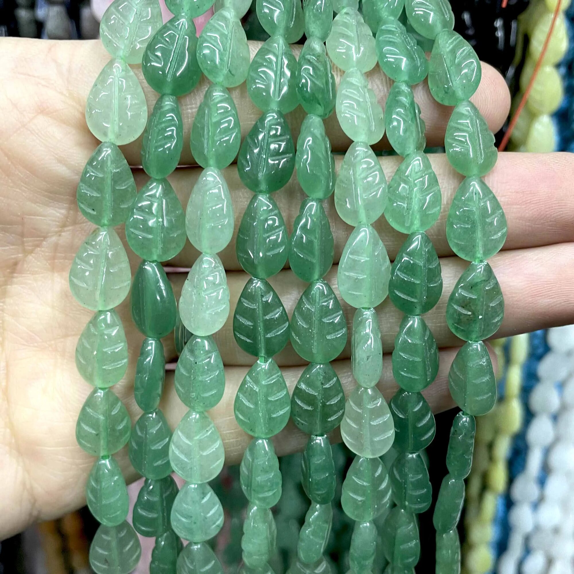 Бусины из натурального камня для украшений SYSRXLR Green Aventurine