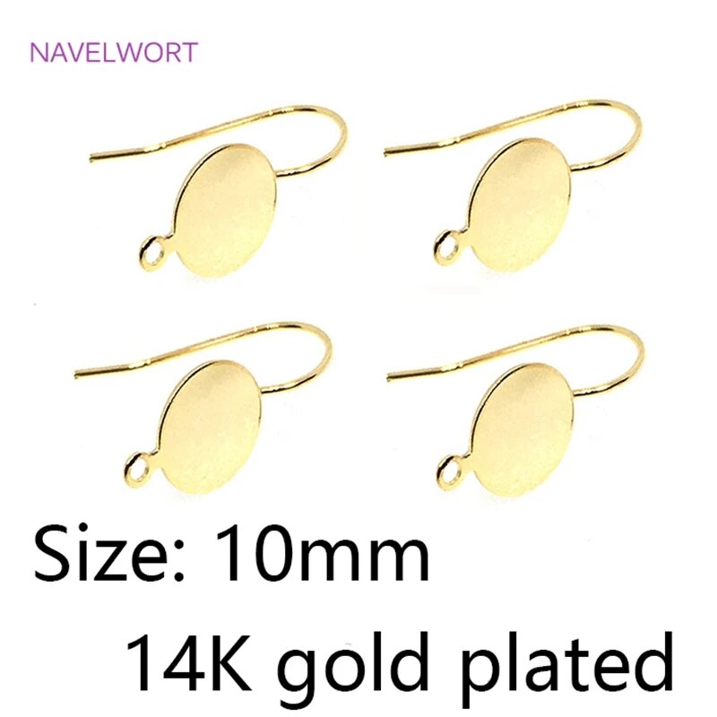 Позолоченные латунные серьги-крючки NAVELWORT 10 шт 10mm-14K gold plated