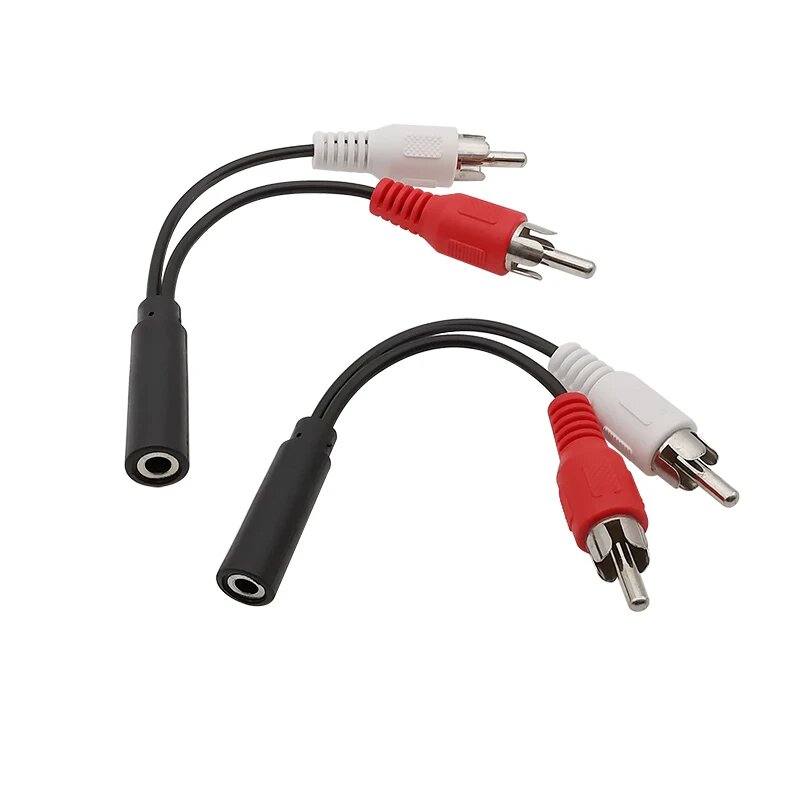 Аудио кабель 3,5 мм на 2 RCA 2 шт. 2Pcs Black