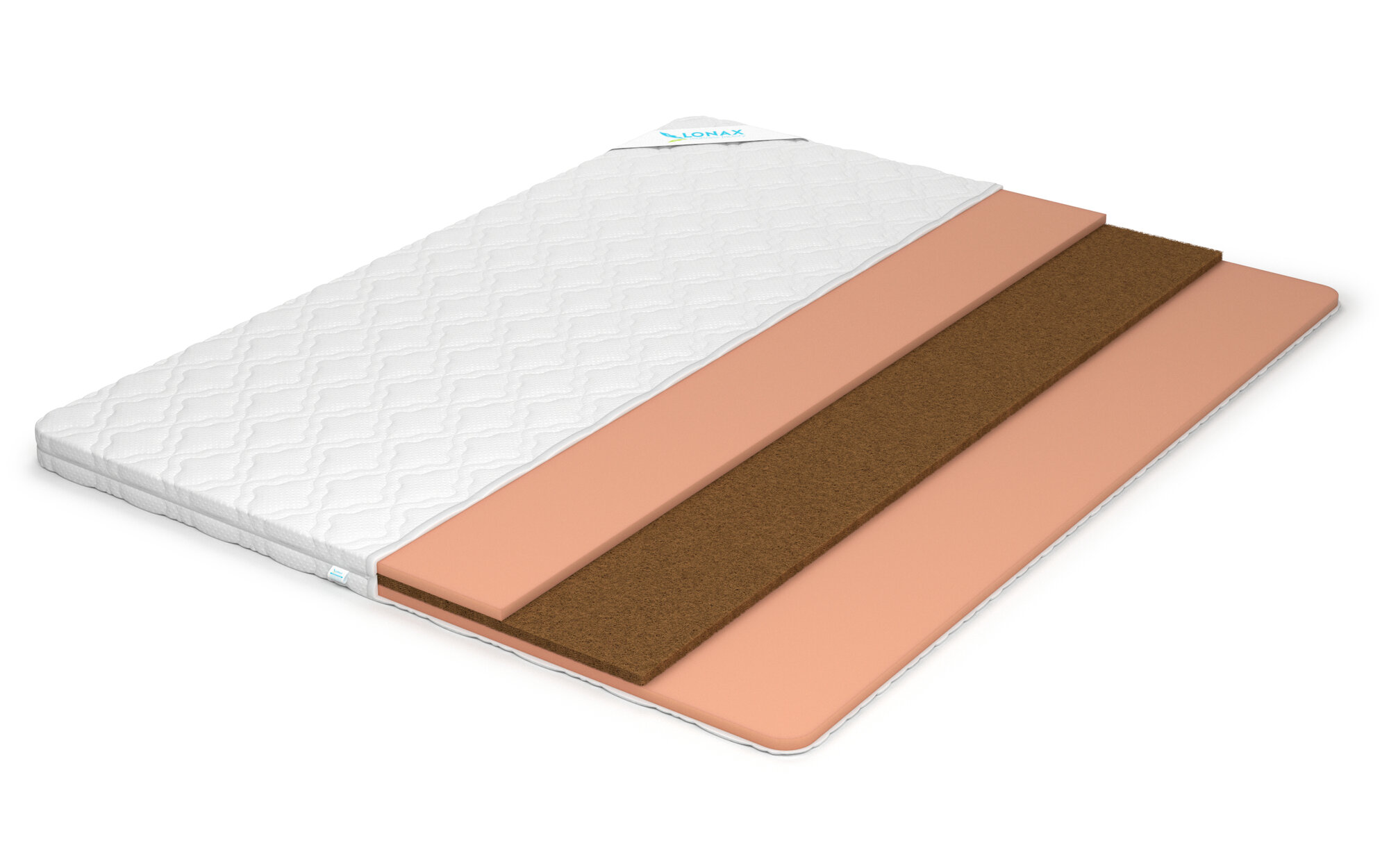 Матрас Lonax Cocos Dual ППУ 6 80х190 серии Топпер высота 6 см анатомический средней жесткости кокосовый Беспружинный