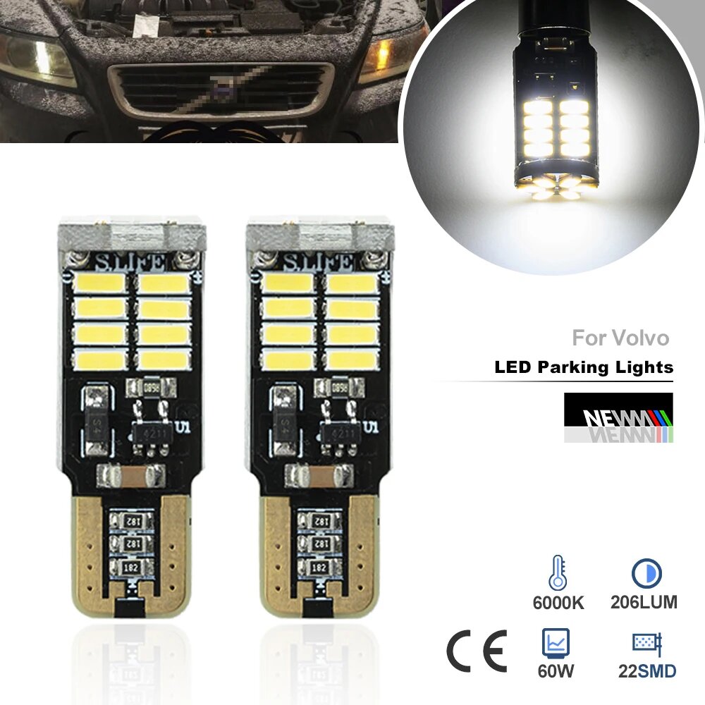 Автомобильные габаритные огни Canbus T10 W5W SMD 4014 22LED, габаритные огни, парковочные огни для Volvo S60L S80L XC90 C70 V40 V50 V60 XC60 S40 S60 S80