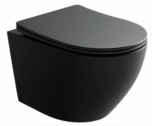 Подвесной унитаз Ceramica Nova Uno Rimless безободковый CN11001MB, черный матовый