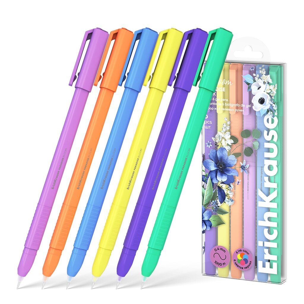 Гелевые ручки Erich Krause "Paradise Stick", Pastel Bloom, 6 цветов, 0,5 мм