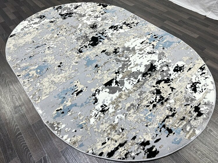 Ковер, Овал, Серый, Белый, Черный, Голубой, Бежевый, Современный, на пол, в гостиную, спальню, в ассортименте (80 см. на 150 см.)