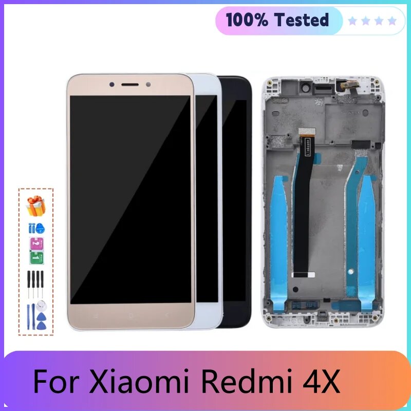 Для Xiaomi Redmi 4X 5,0 дюйма для Redmi 4 2016060 2016090 MAG138 Замена дигитайзера сенсорного экрана ЖК-дисплея в сборе Black With Frame