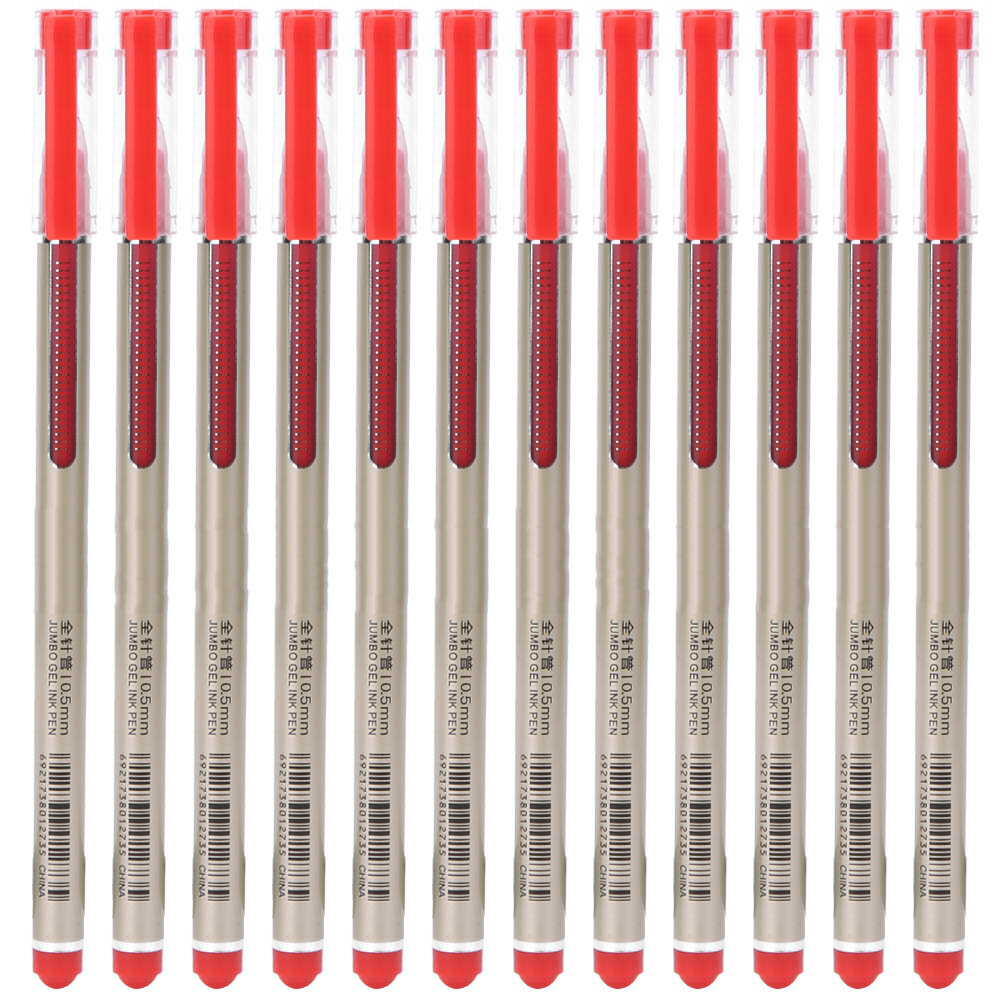 Гелевая ручка, 12 шт, 0.5 мм, большая емкость, для заправки, красная, студенческие и офисные принадлежности