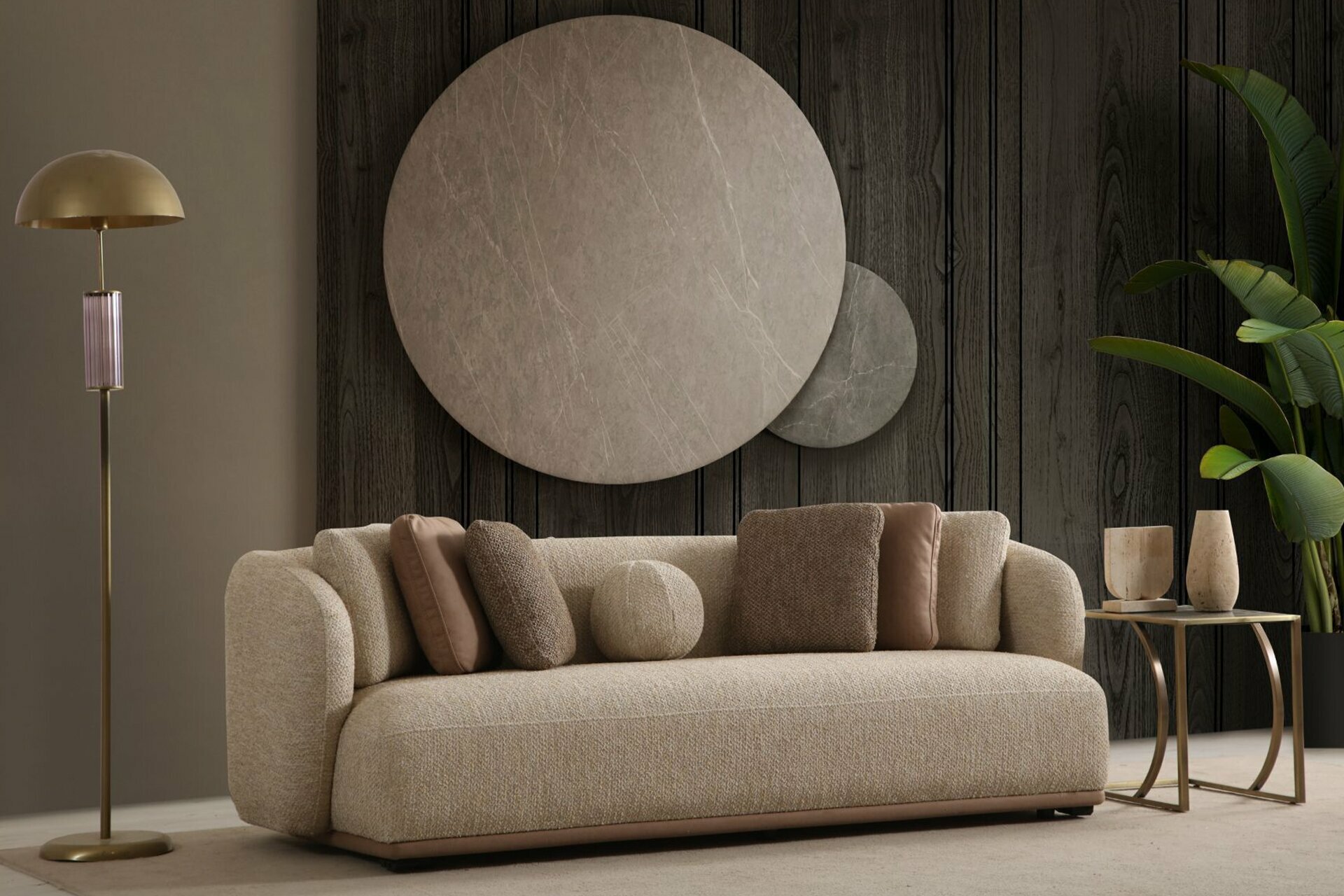 Дизайнерский Диван " MALTA", 230 х 93 х 72 см,3 места, цвет кремовый, букле, мягкий , для дома, шоурума, фотостудии