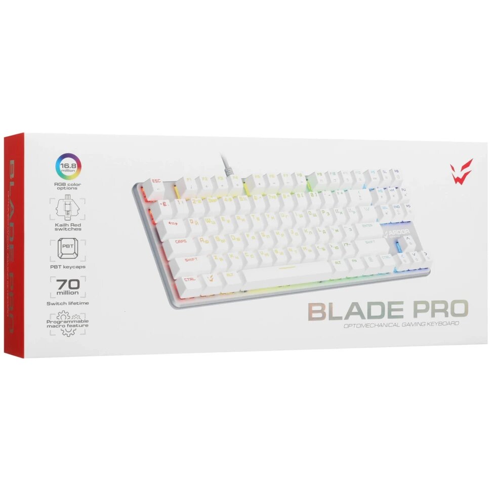Клавиатура проводная ARDOR GAMING Blade PRO, Kailh Red, RGB, белый