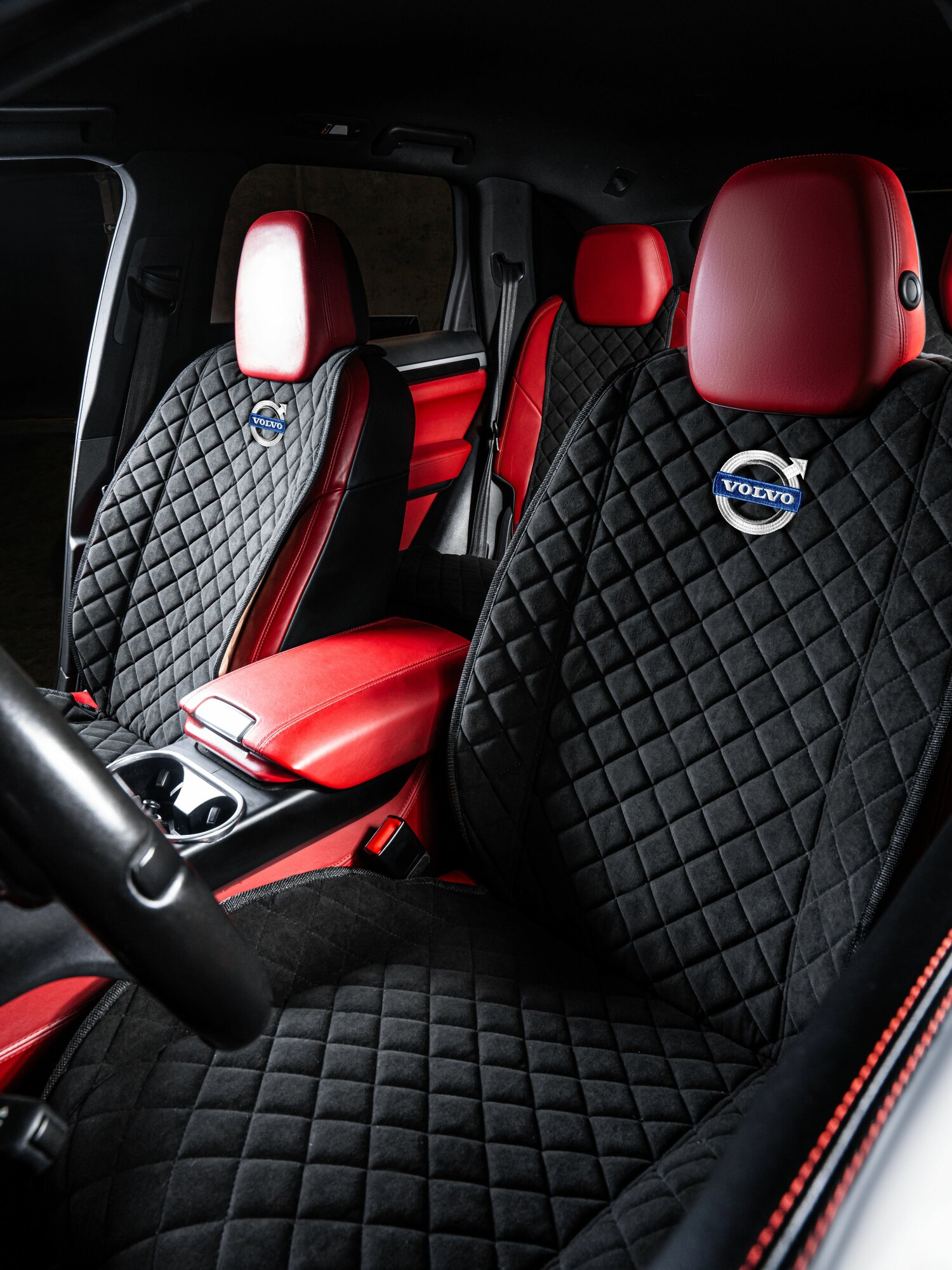 Комплект накидок на задние и передние сиденья автомобиля из алькантары, Чехлы в машину универсальные, Накидка на сиденье широкая для Volvo, Набор защитных чехлов на автомобильное кресло для Вольво