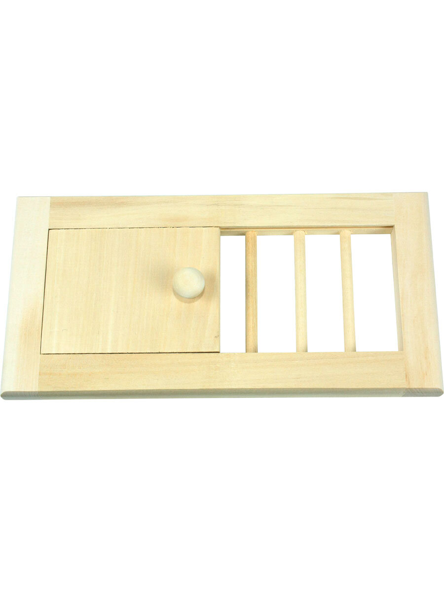 Решетка вентиляционная суши веник, с задвижкой, липа, для бани, 15x3 см